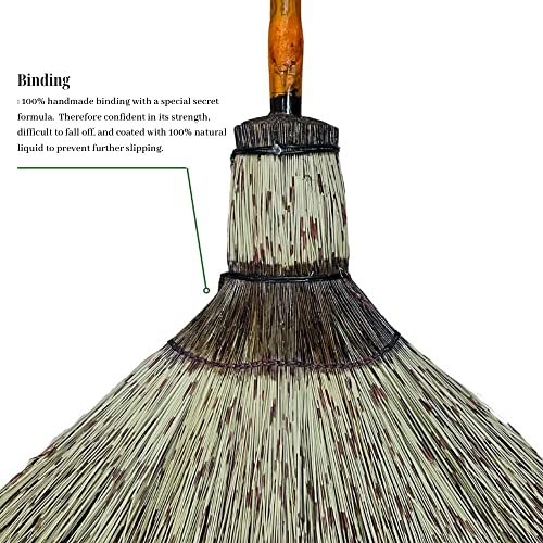 Thanatmet Grass Broom Stick Natural Asian Handmade for Sweeping 38 inch Length