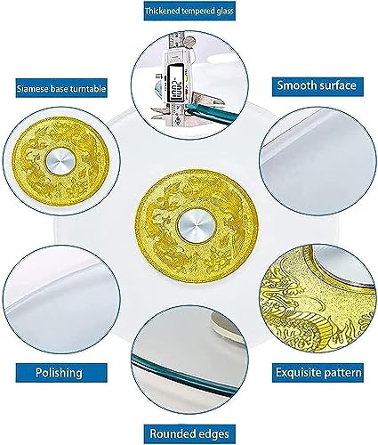 Lazy Susans Turntable Tempered Glass Lazy Susan Turntable Dining Table Transparent,50-110cm Round Turntable Tabletop Serving Plate With Silent Bearing Rotating Tray (Size : 110cm/43.3inch)
