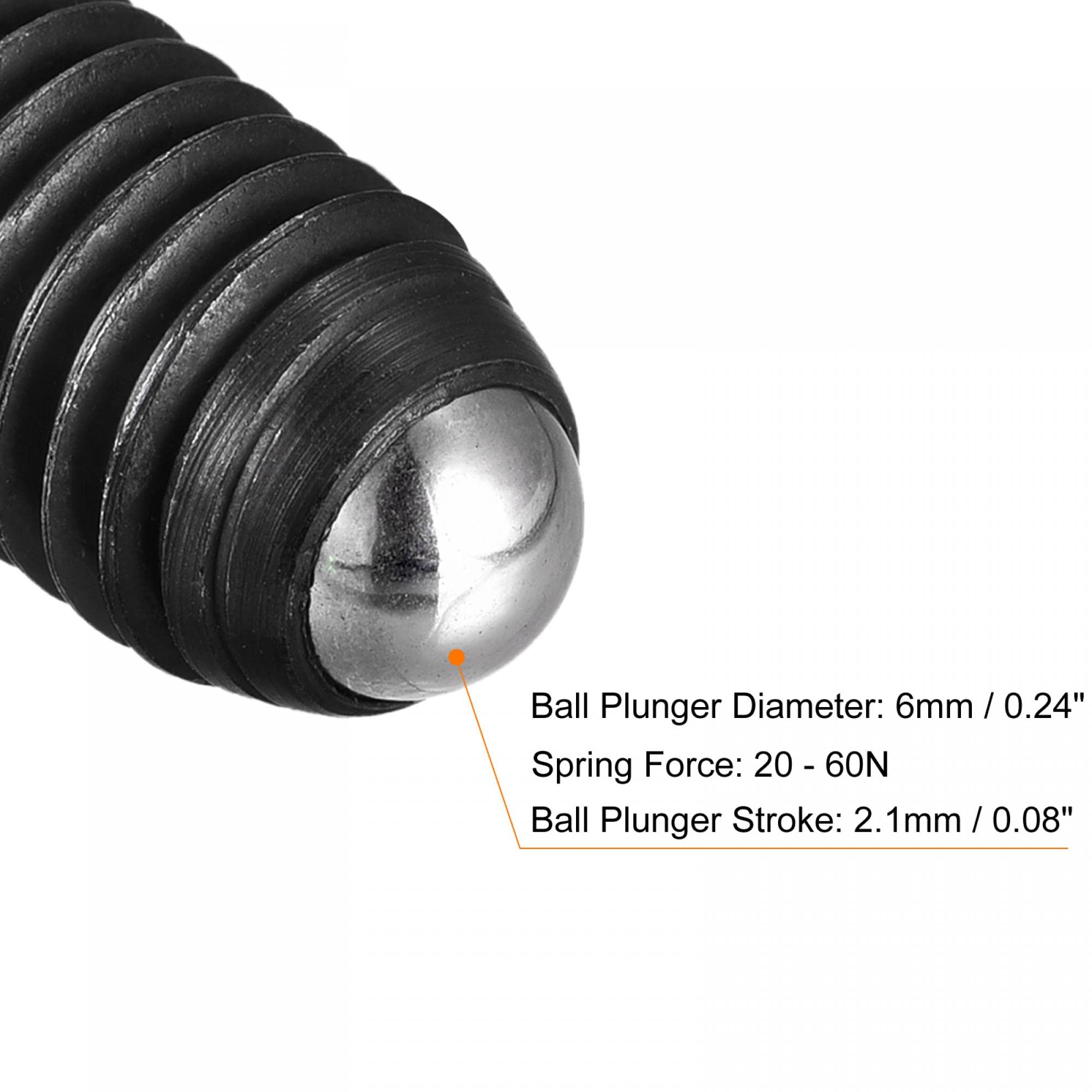 uxcell Ball Point Set Screws, 5pcs M10 x 20mm High Carbon Steel Metric Spring Hex Socket Grub Screw