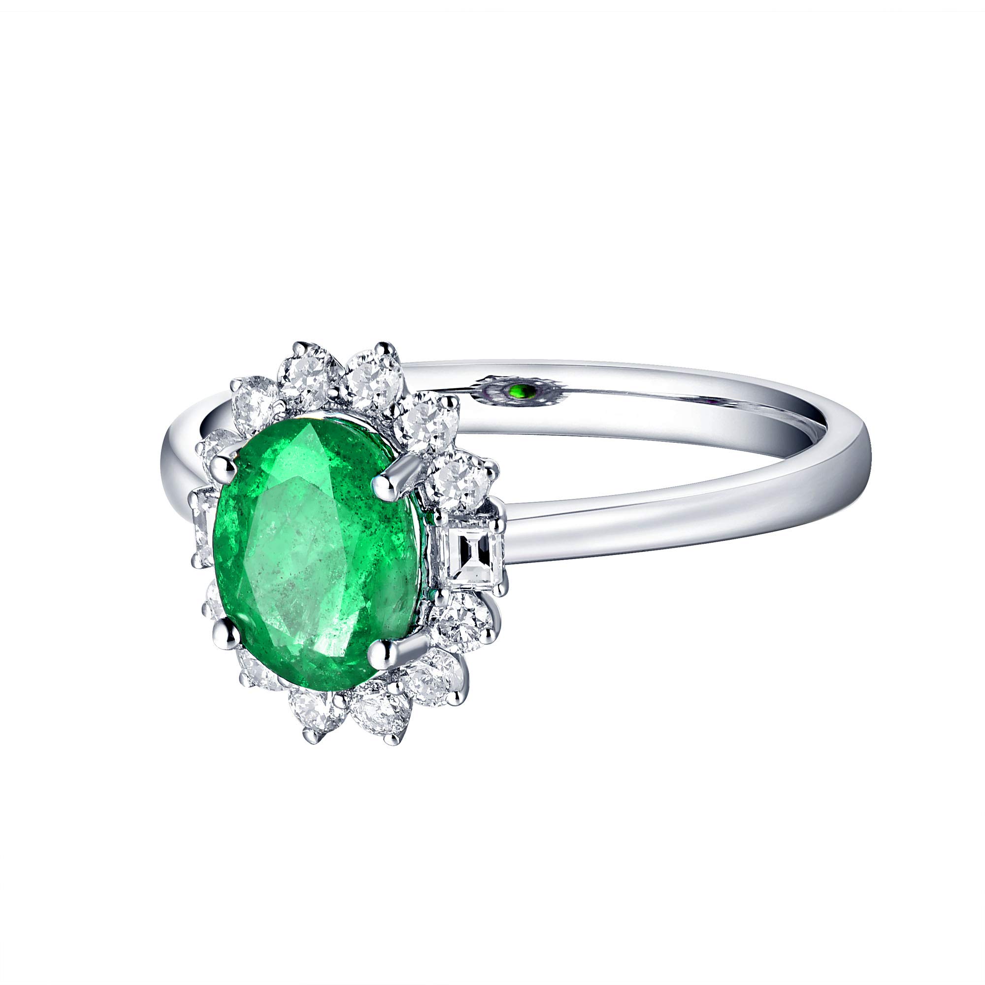 Lanmi 14K Rose White Gold Natural Emerald Promise Engagement Wedding Rings for Women Ladies Gift Promotion
