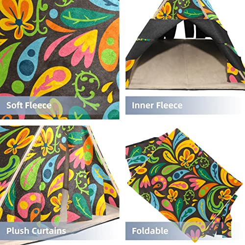 Y-DSIWX Guinea Pig House Bed, Rabbit Large Hideout, Small Animals Nest Hamster Cage Habitats Colorful Flowers Abtract