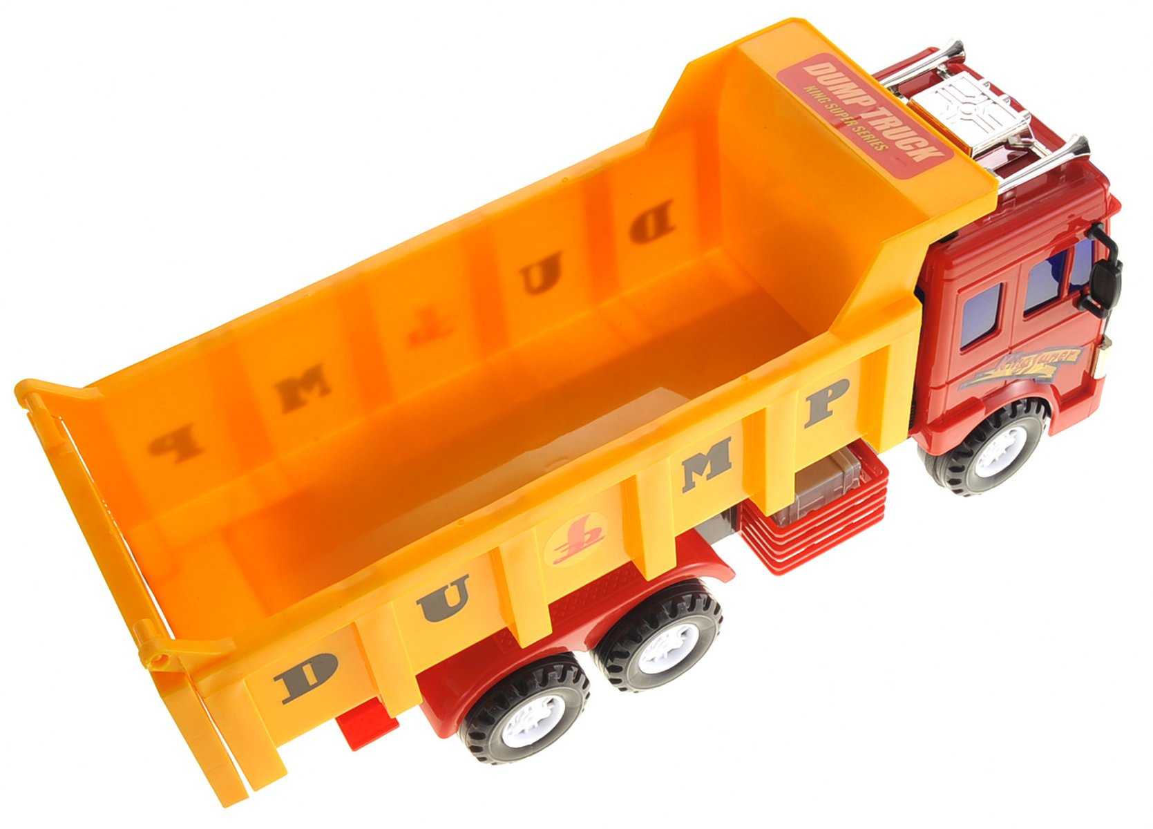 PowerTRC 15" Push & Go Dump Truck Toy | Realistic Friction Powered Dump Construction Truck for Kids Ages 3 Up