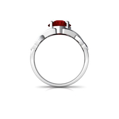 Jewels For Me 14kt White Gold Garnet 6mm Cushion Celtic Knot Ring - Size 4.5
