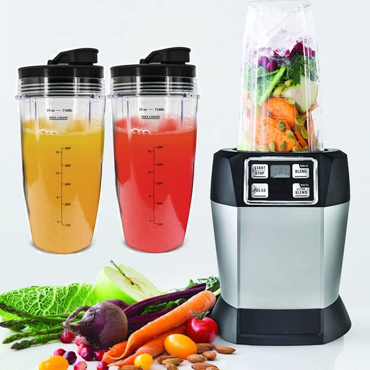 Ninja Blender Cups Replacement, 24 oz Ninja Blender Accessories for Ninja Auto iQ BL480/482/642/682/450, BN401/751/801, Foodi SS351/151/401, Auto IQ Blade