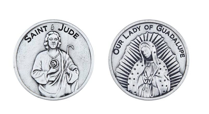 Our Lady of Guadalupe / St. Jude Devotional Pocket Coin Silver 1.25 inch