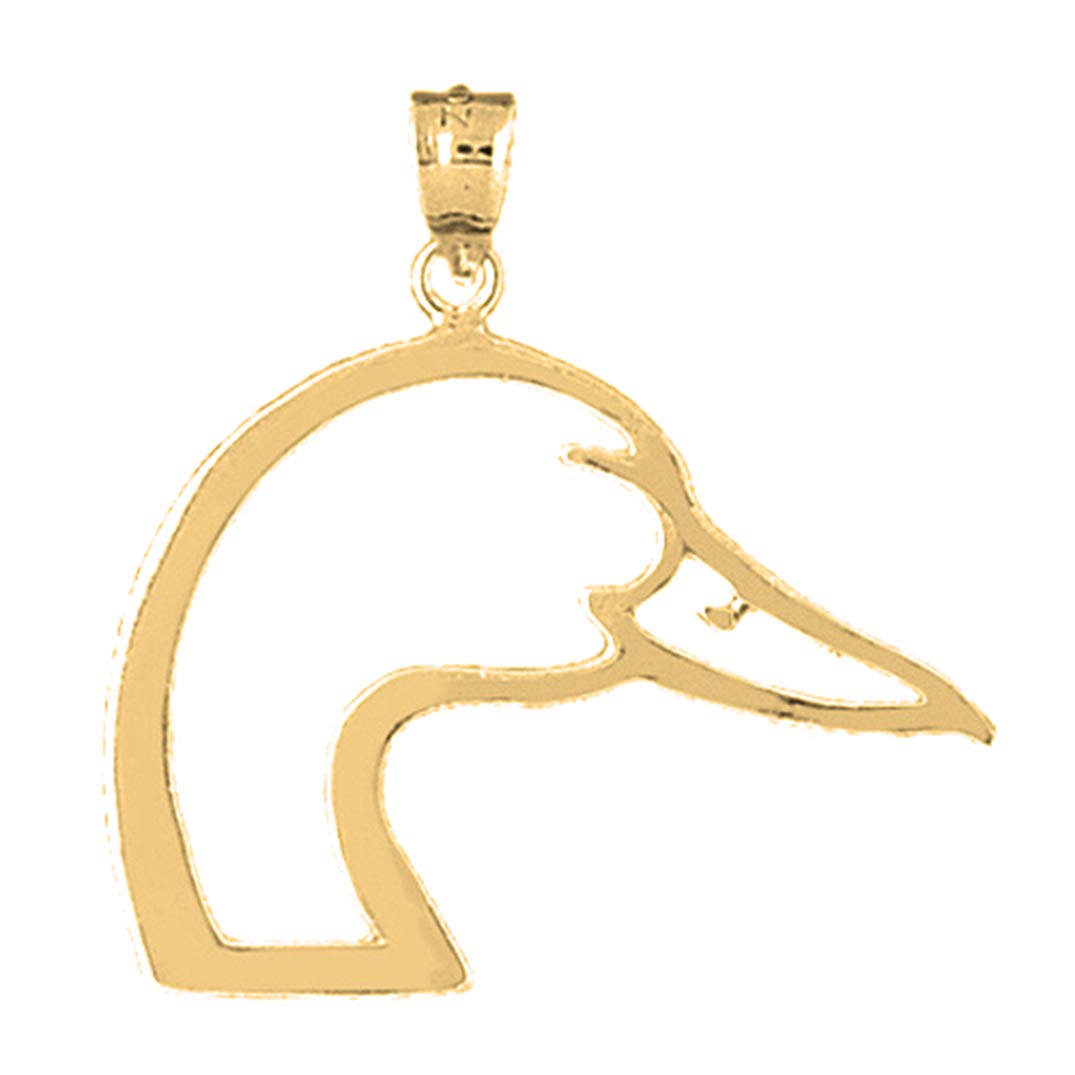 Jewels Obsession 14K Yellow Gold Duck Head Pendant - 32 mm
