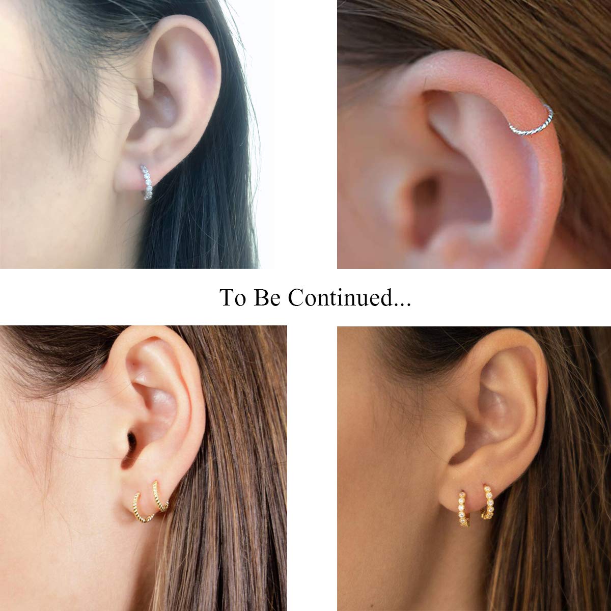 Milacolato 2Pairs Sterling Silver Small Hoop Earrings