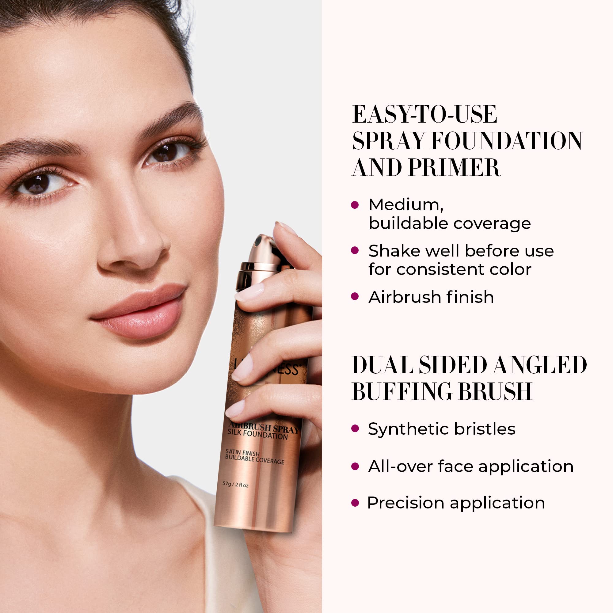 LUMINESS Silk Airbrush Spray Foundation & Primer Kit - Full Coverage Foundation, Anti-Aging Formula Hydrates & Moisturizes with Hyaluronic Acid, Aloe Vera & Hydrolyzed Silk (Shade - Medium)