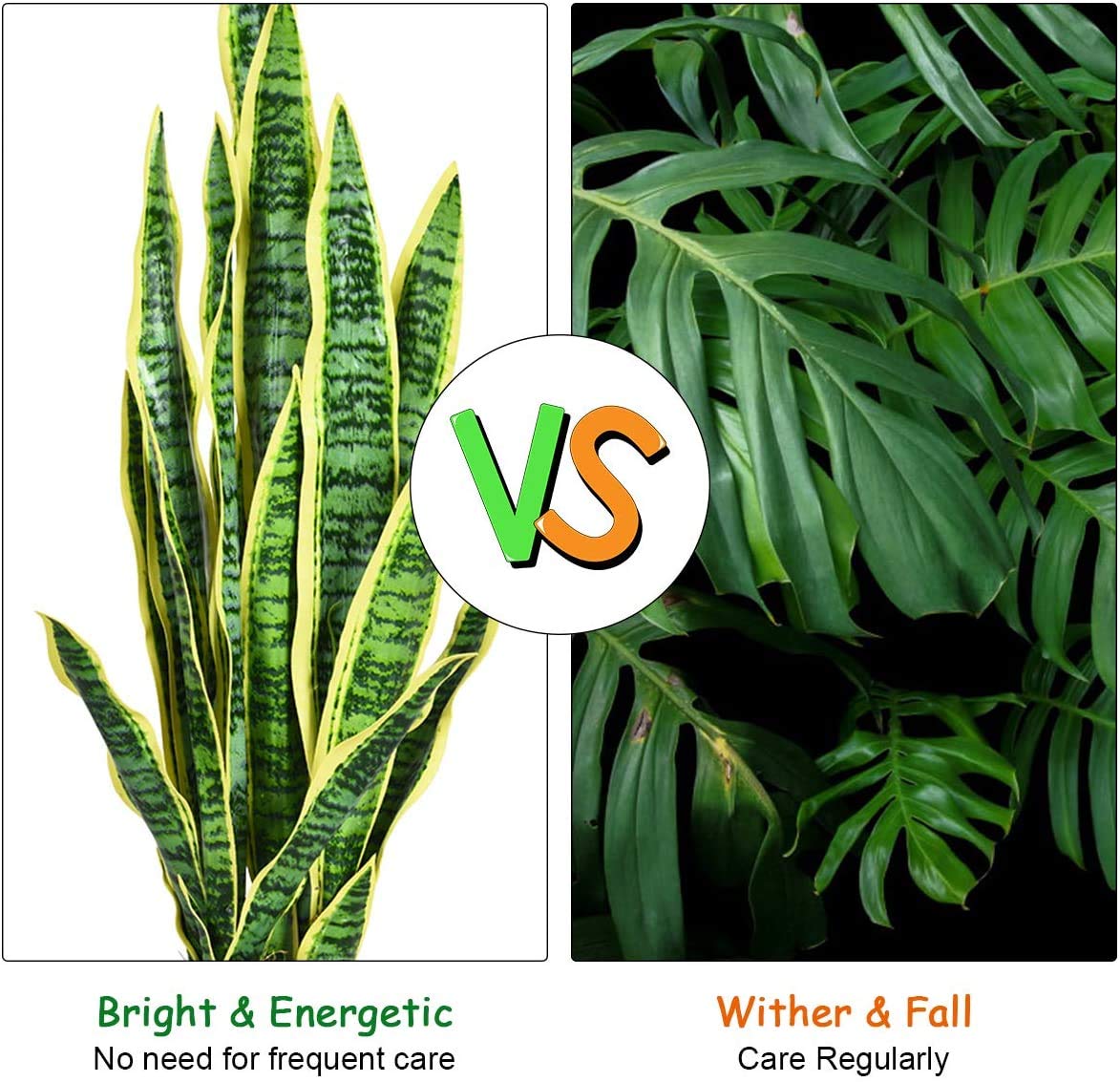 LUARANE 36" Artificial Snake Plant, Lifelike Plastic Fake Sansevieria w/Stable Cement Bottom, 20pcs Realistic Leaves, Vivid Decorative Potted Plant for Home Office Store Garden
