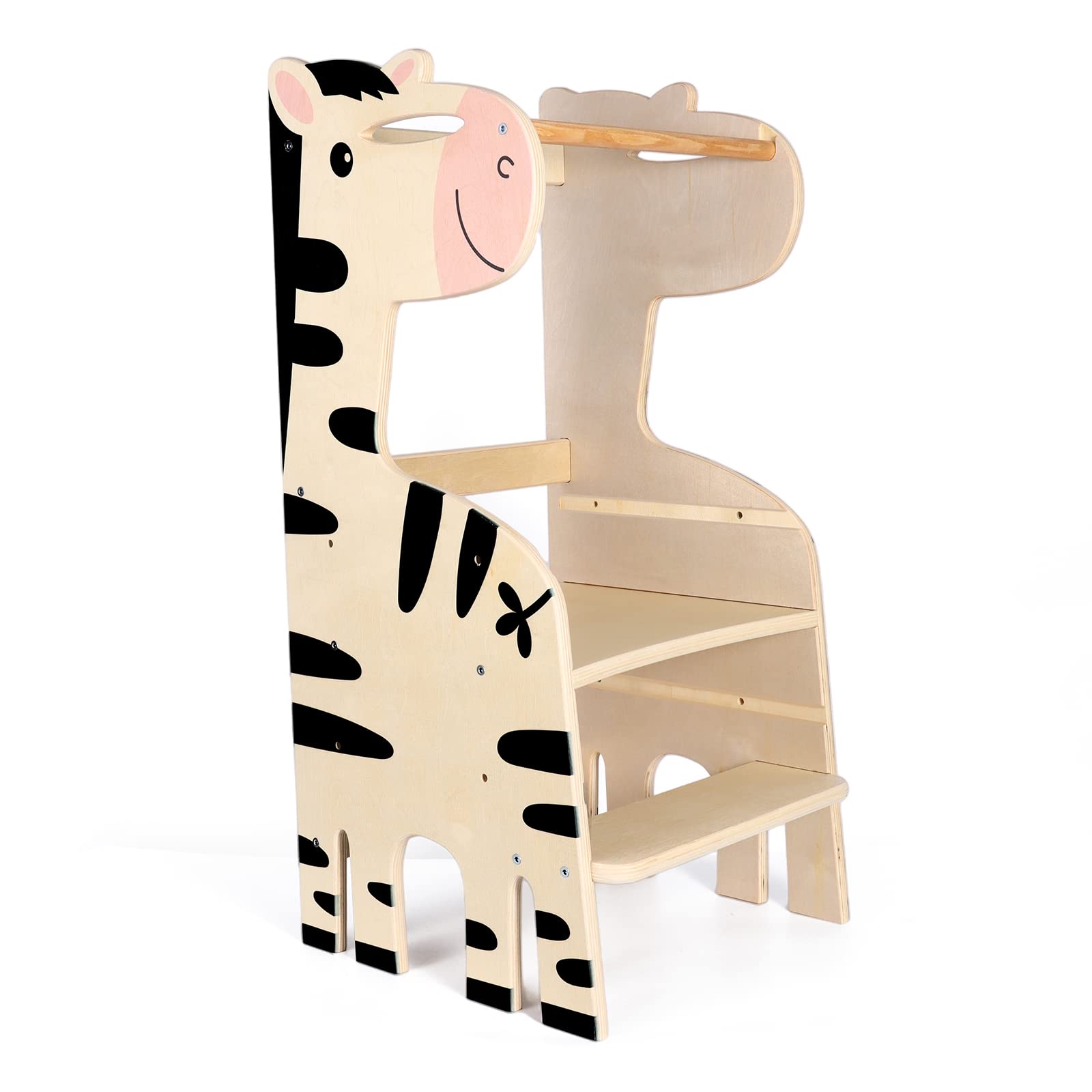 Toddler Kitchen Stool Helper Wooden Step Stool for Kids Wooden Steps Padded Footstool