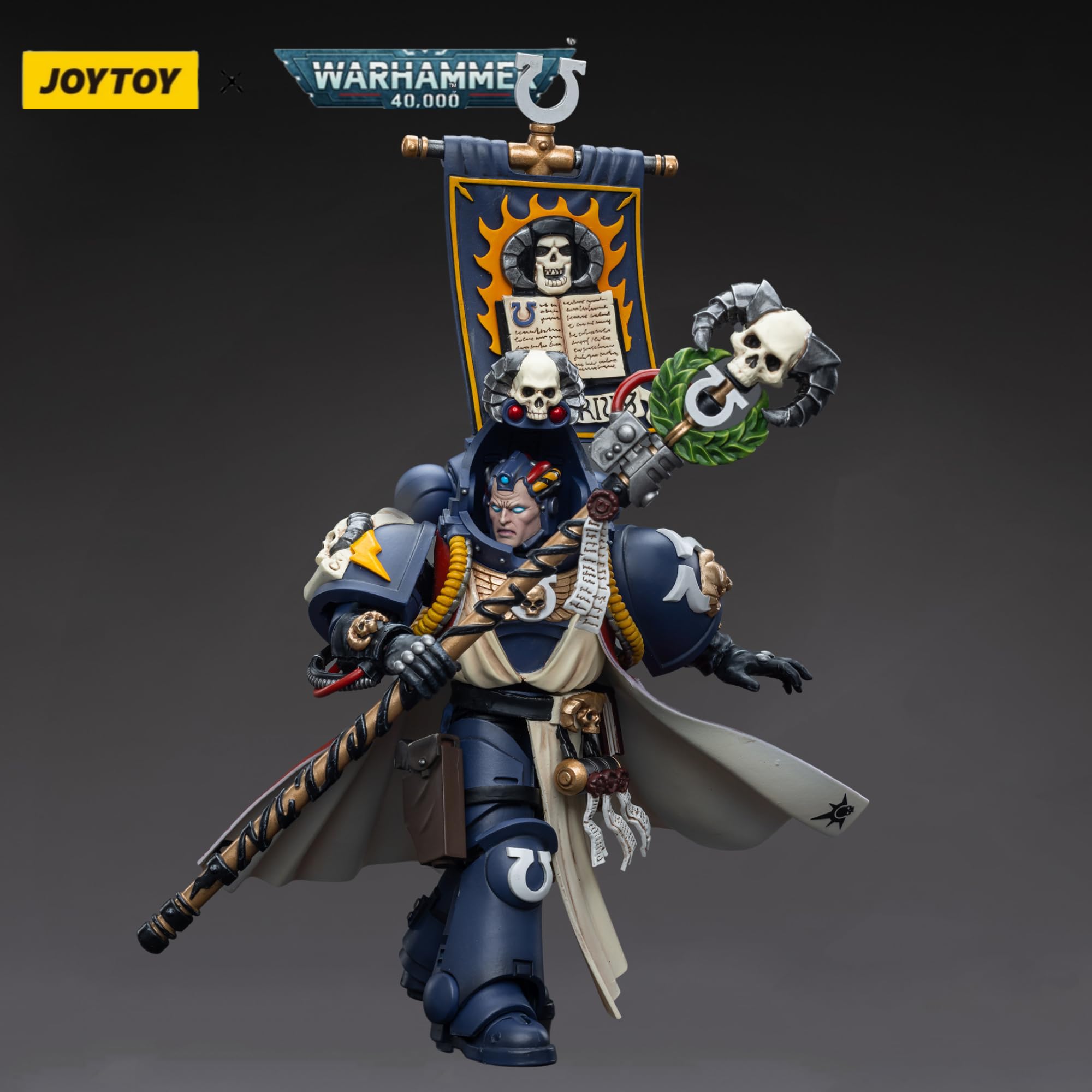 JOYTOY 1/18 Warhammer 40,000 Action Figure Ultramarines Chief Librarian Tigurius Collection Model (4.2 inch)