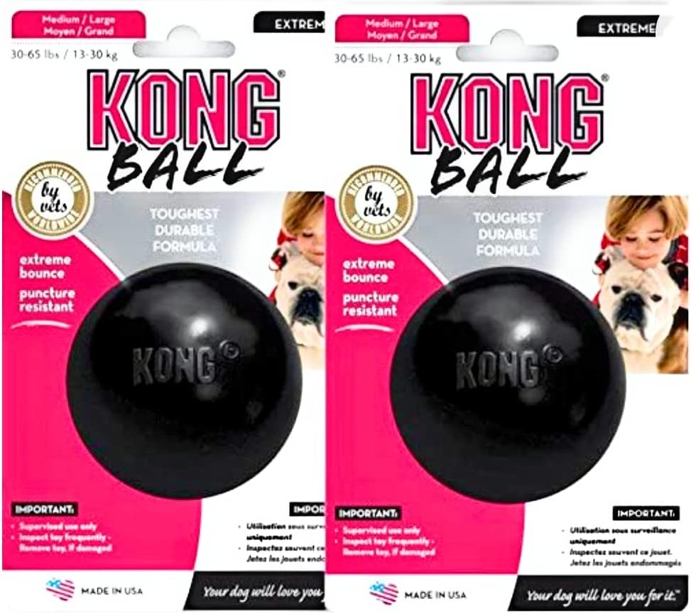 KONG - Extreme Ball - Durable Rubber Dog Toy for Power Chewers, Black - for Medium/Large Dogs