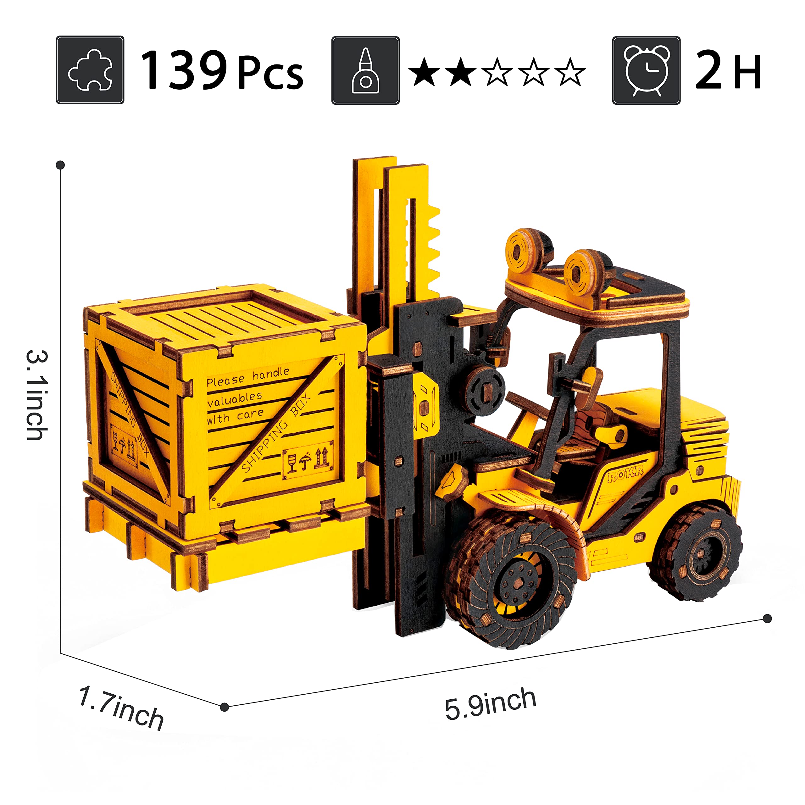 ROKR 3D Puzzles for Adults,Engineering Wooden Model Car Kits,STEM Projects for Kids Ages 8-12,Toys for Boys and Girls