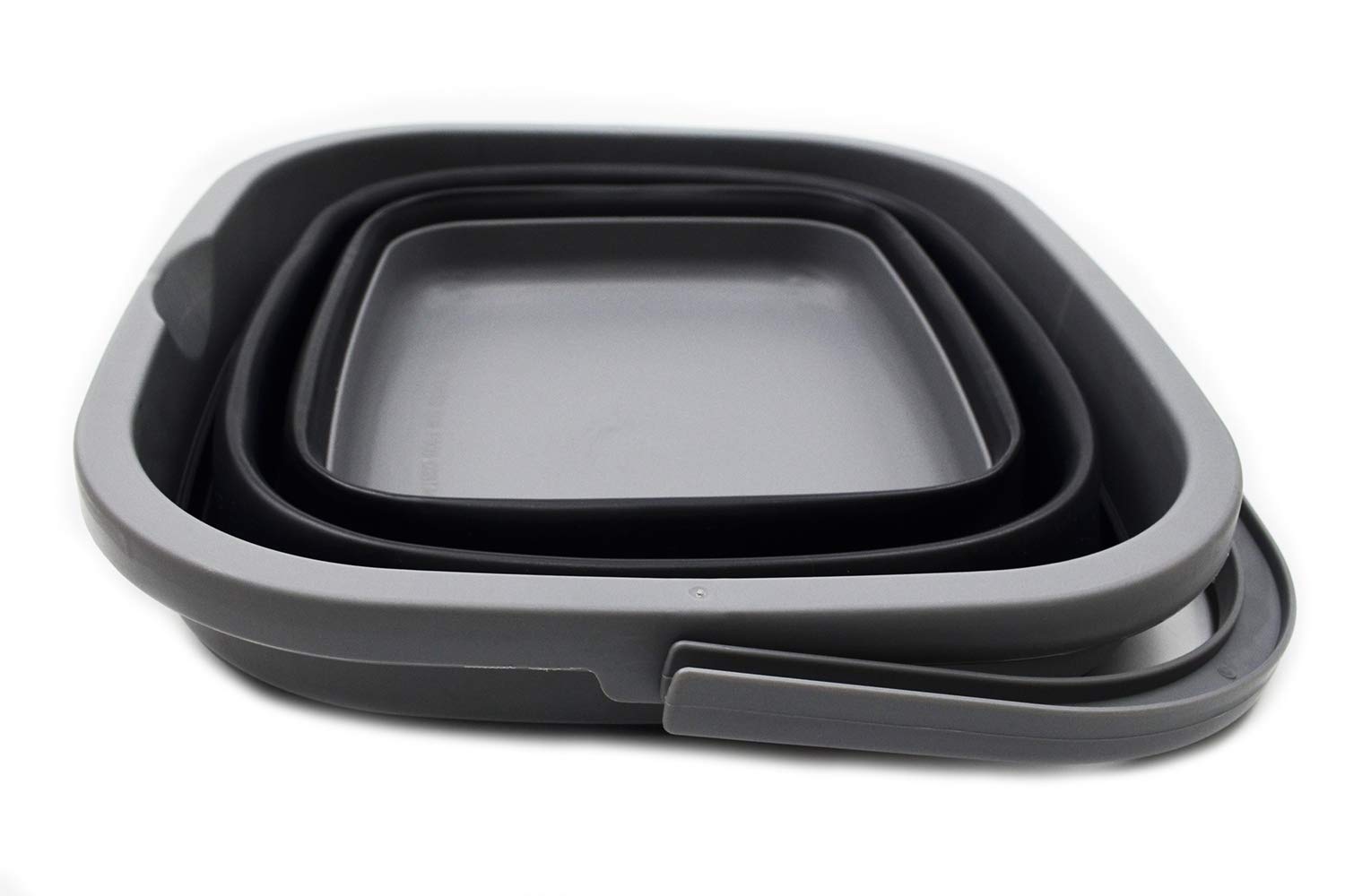 SAMMART 11L (2.9 Gallon) Collapsible Rectangular Handy Basket/Bucket (1, Grey/Black)