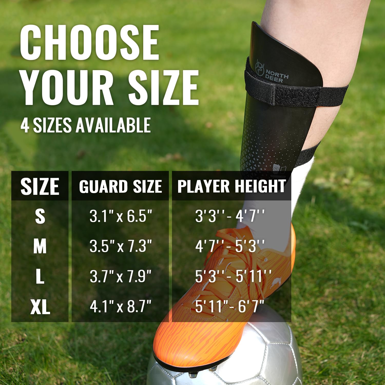 Northdeer Adults Shin Guards with Adjutable Ankle Support Straps - Protective Soccer Equipment for Men Women Teenager (Black L)