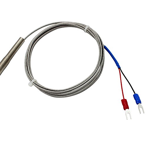 T-PRO K-Type Thermocouple Temperature Sensors 2M/6.6Ft Wire,Stainless Steel Probe (Probe Length 100mm)
