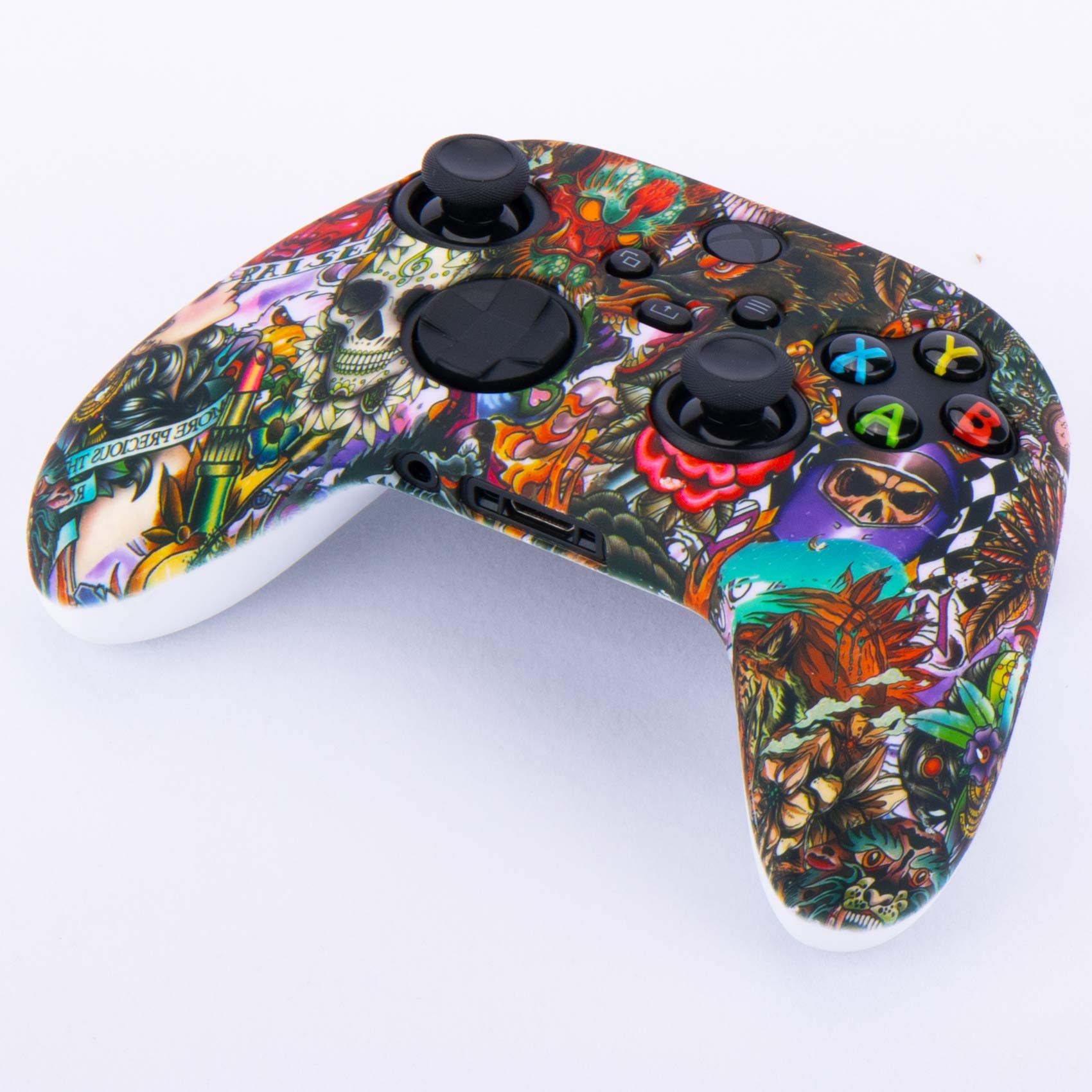 MXRC Silicone Rubber Printing Cover Skin Case x 1 Anti-Slip Customize for Xbox Series X/S Controller x 2(Cartton Beast) + Thumb Grips x 8