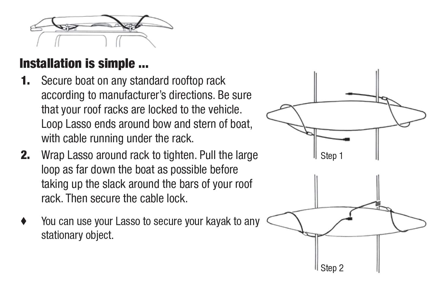 Lasso Kong Cable Kayak Lock fits Touring, Sit-On Top/Recreational and Fishing Kayaks