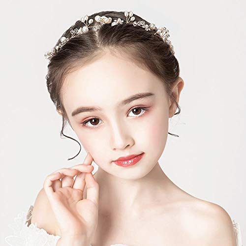 PRDGIRL ๐ช๐ฒ๐ฑ๐ฑ๐ถ๐ป๐ด ๐๐ฎ๐ถ๐ฟ ๐๐ฐ๐ฐ๐ฒ๐๐๐ผ๐ฟ๐ถ๐ฒ๐ ๐ณ๐ผ๐ฟ ๐๐ถ๐ฑ๐, Princess Headpiece White Flower Headband Pearl Hair Dress for Girl and Flower Girls Cute Bridal Wedding Hair Band