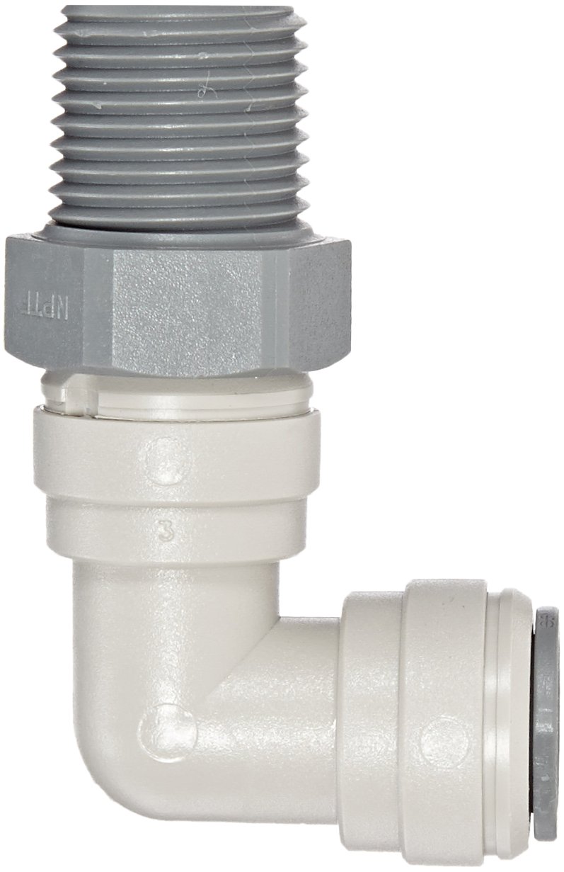 John Guest Acetal Copolymer Tube Fitting, Swivel Elbow, 1/2" Tube OD x 1/2" NPTF Male (Pack of 10)