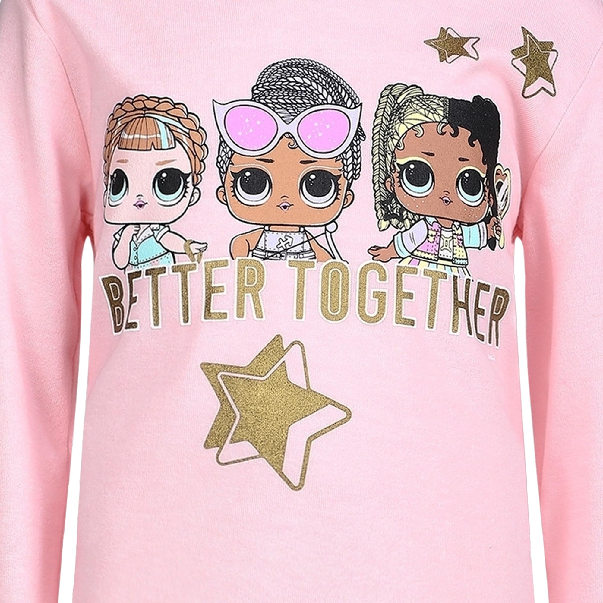 L.O.L. Surprise! Stargazer, Flipside and Marine Q.T. Girls Hooded Sweatshirt and Pants Set for Big Kids β Pink