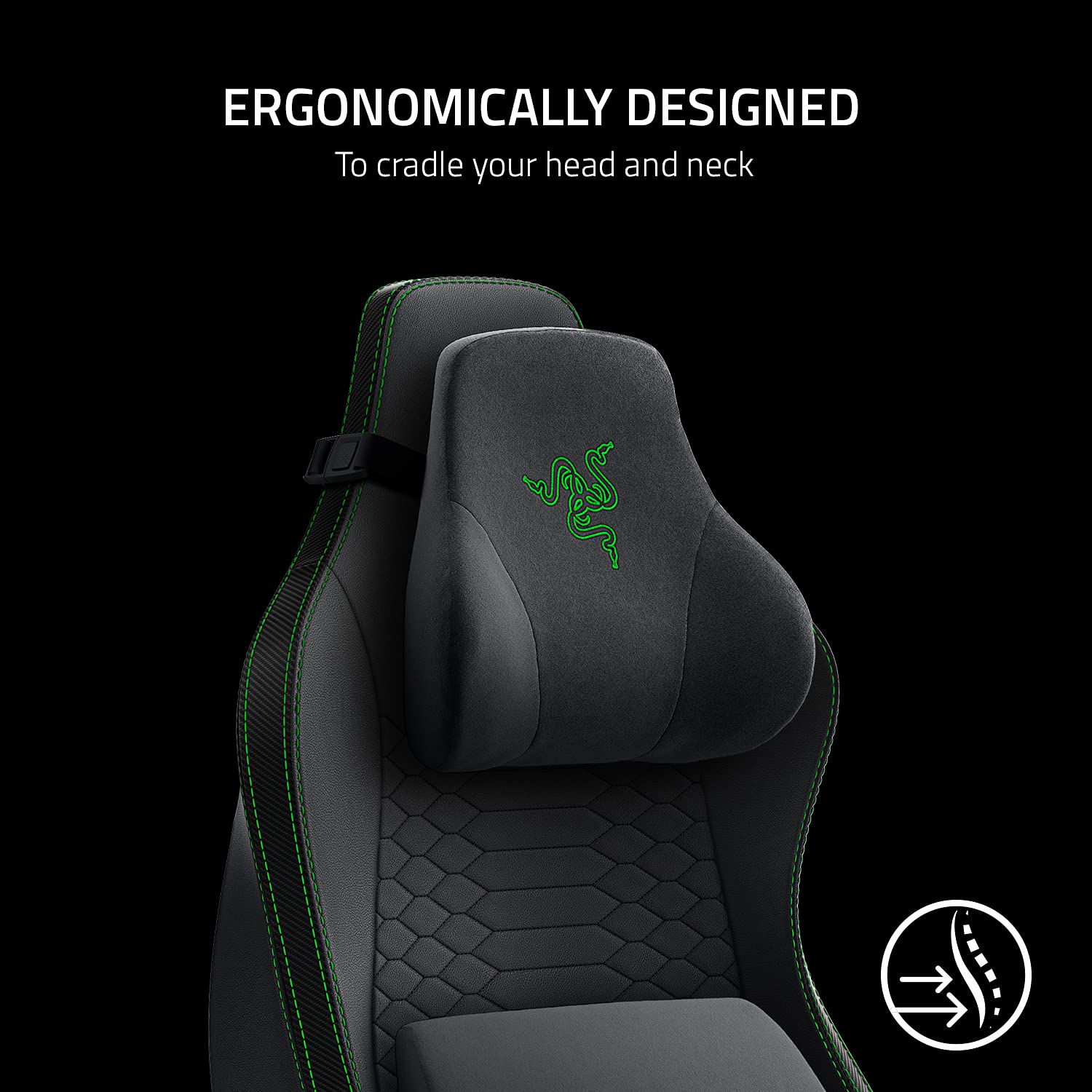 Razer Iskur XL PC Gaming Chair, Dark Gray Fabric & Razer Head Cushion, Black