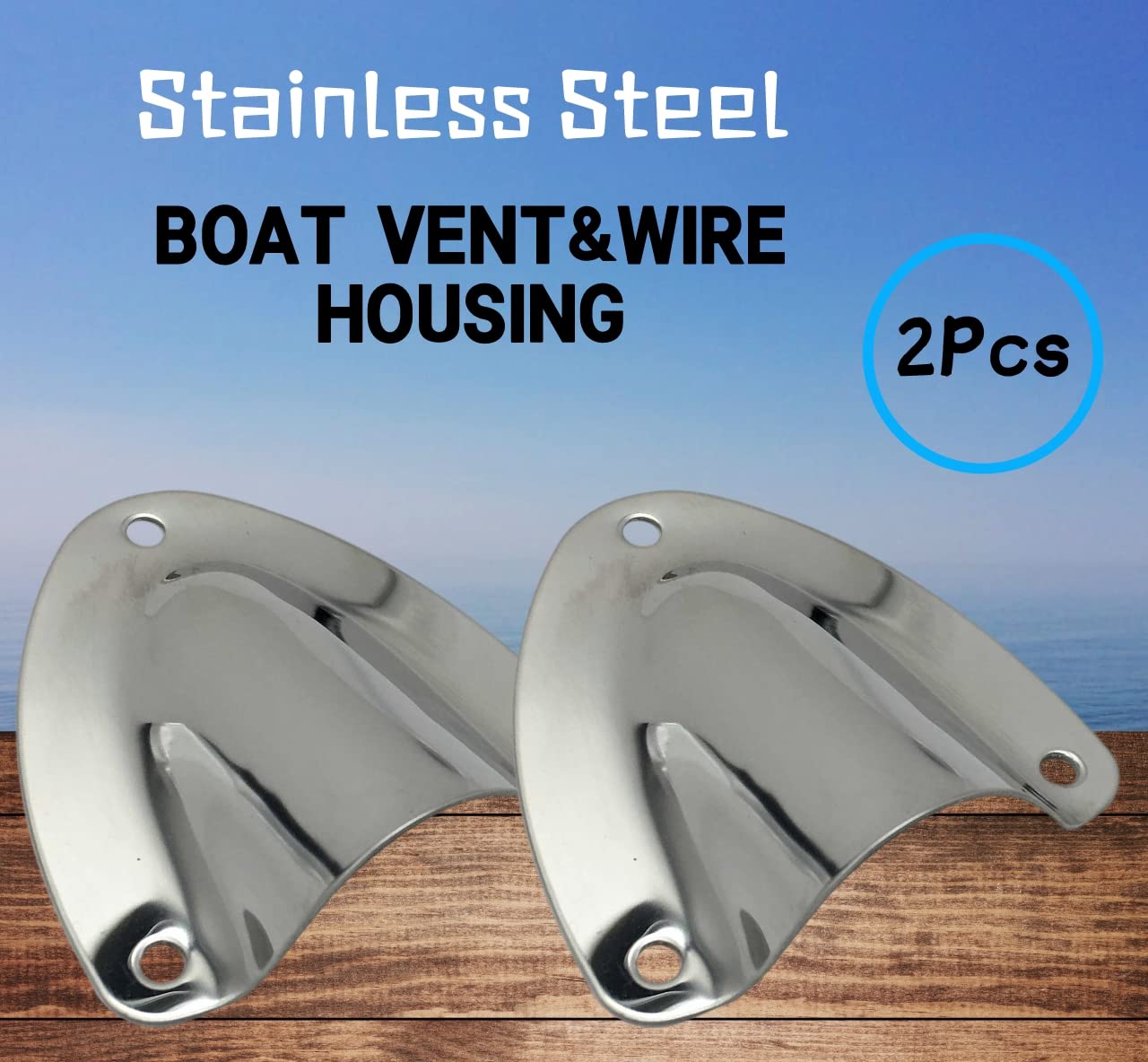 Norsea-Stainless Steel Clam Shell Vent, Wire Cable Cover, Outlet,Cap, Clamshell -One Piece Structure and Streamlined Design for Boats, RVs and Outdoor Application -Pack of 2 PCS