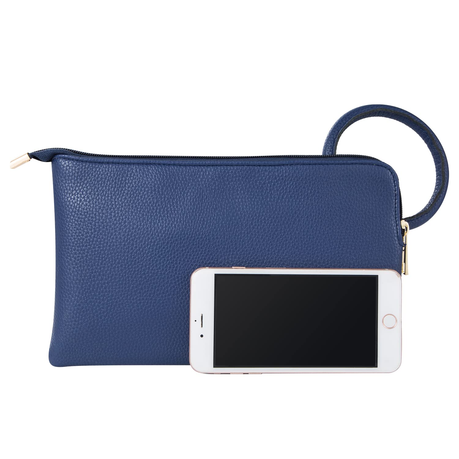 PUFER Wristlet Wallets for Women Clutch Purse Leather Handbags Large Blue