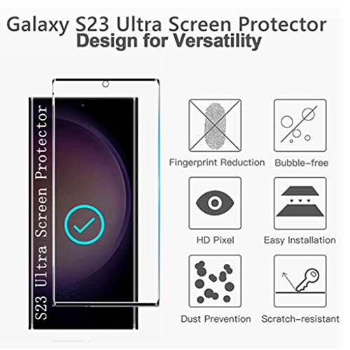 Micger Galaxy S23 Ultra Screen Protector, 2 Pack Screen Protector【2+2 Pack】With 2 Pack Tempered Glass Camera Lens Protector, Compatible Fingerprint, 3D Glass 9H Hardness Tempered Glass Screen Protector for Samsung Galaxy S23 Ultra 5g