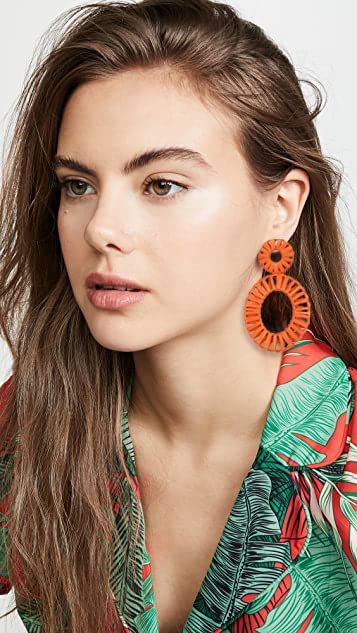 Orange Earrings Thanksgiving Day Earrings Boho Statement Earrings Raffia Rattan Hoop Drop Dangle Earrings for Women Thanksgiving Day Gift