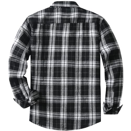 JMIERR Mens Flannel Shirt Fall Fashion 2024 Long Sleeve Casual Button Down Cotton Plaid Dress Shirts, US 40(M), Black