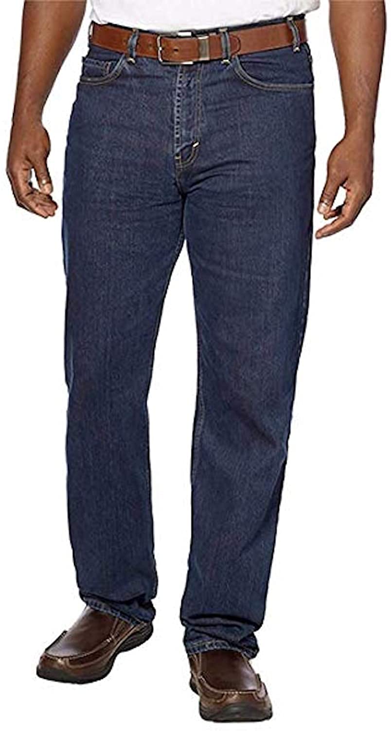 Kirkland Signature Men's 5-Pocket Jeans, Relaxed Fit, 100% Cotton, Double-Seam Stitching, Dark Blue (38x30)