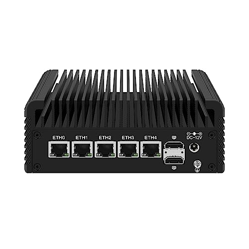 Micro Firewall Appliance, Mini PC, OPNsense, VPN, Router PC, Intel Alder Lake-N 12th Gen N100, HUNSN RJ38, 5 x 2.5GbE I226-V, 2 x HDMI, DP, TF, Type-C, 8G DDR5 RAM, 128G SSD