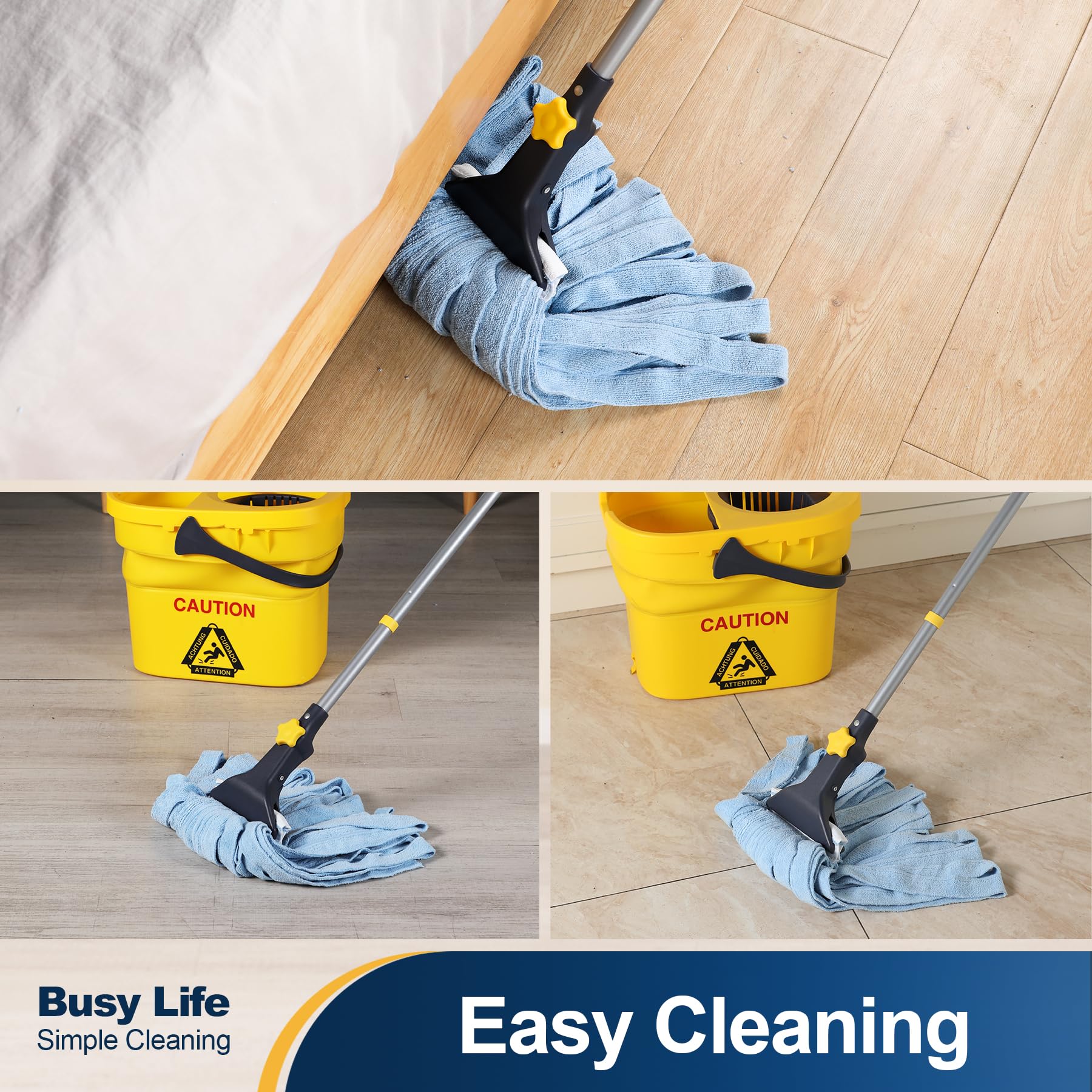 Yocada Looped-End Microfiber Cloth Mop Replacement Head Refill Heavy Duty Microfiber Commercial Industrial Grade Floor Cleaning 3PCS