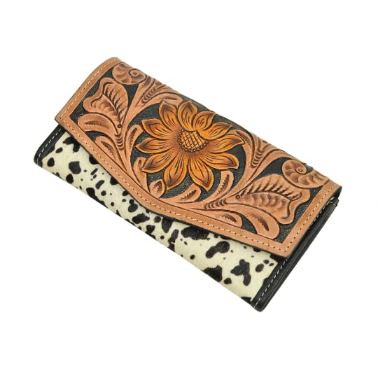 RAHMAN BAG Hair On Leather Tooling Hand Clutch for Women | Multicolor Hand Bag