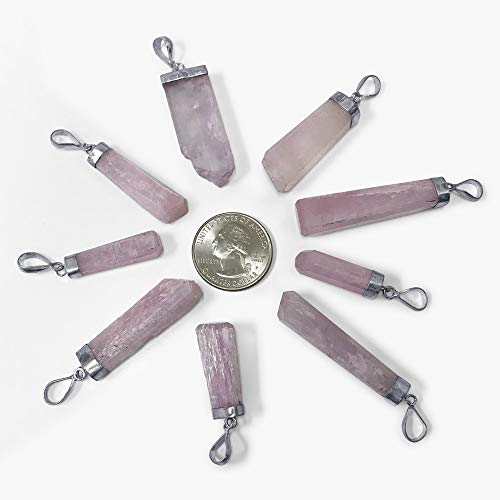 Natural Kunzite Gemstone Crystal Silver Pendant for Women
