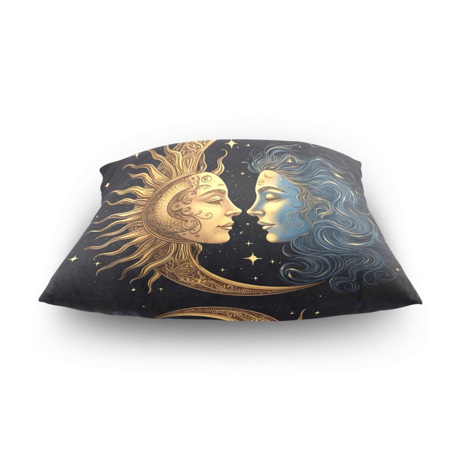 Kigai Sun and Moon Throw Pillow Covers 16 x 16 Inch, Square Decorative Cushion Case for Couch Sofa Car Bedroom Farmhouse Decor