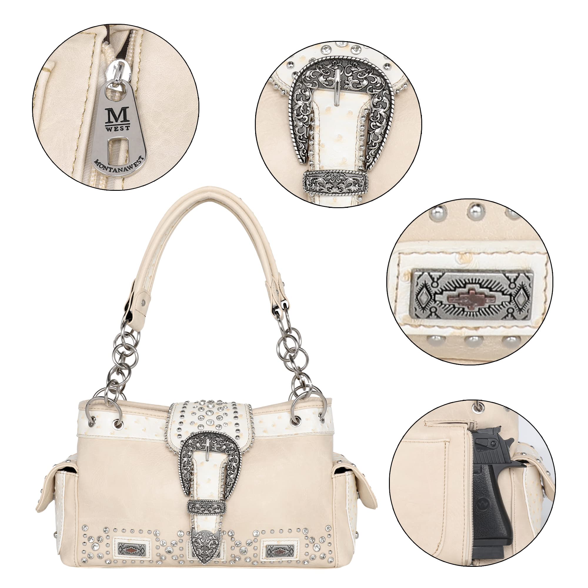 Montana West Western Shoulder Bag for Women Satchel Vegan Leather Western Purses Handbag MW1088G-8085WT