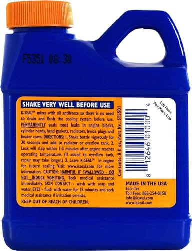 K-Seal ST5501 Multi-Purpose One Step Permanent Coolant Leak Repair, 8oz, Pour and Go, Mixes with All Antifreeze, No Flushing Required