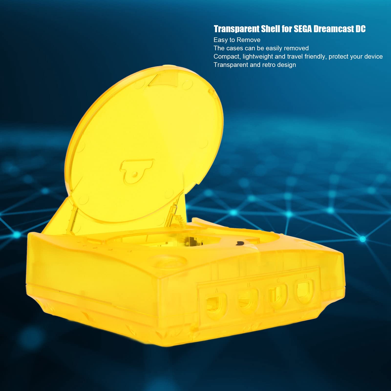 Plastic Housing Shell, Shock Absorbing Translucent Replacement Protective Case Detachable Retro Scratch Resistant Game Console Box for for DC