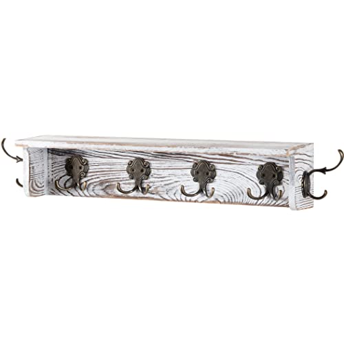 Tektalk Coat Hooks Coat Rack with 6 Double Hook Wall Mounted Coat Hat Hanger Hooks for Entryway, Bedroom, Kitchen, Bathroom - Gray