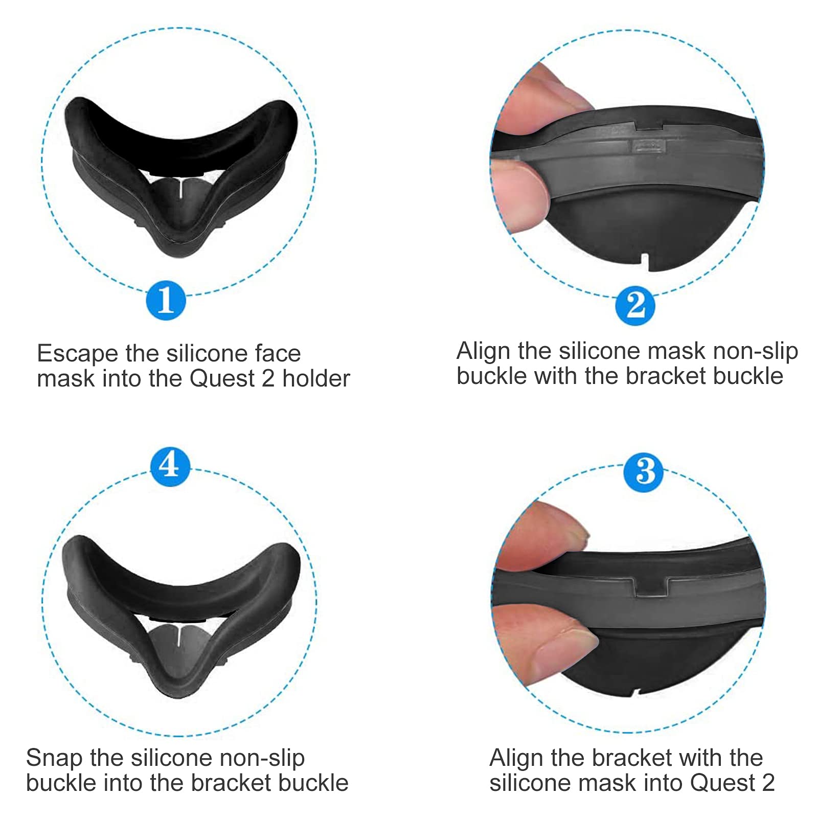 Oculus Quest 2 Face Cover - Replacement Silicone Face Protect Skin for Oculus Quest 2 Non-Slip & Sweatproof Silicone Face Cushion and Washable & Lightproof Face Mask(Black)