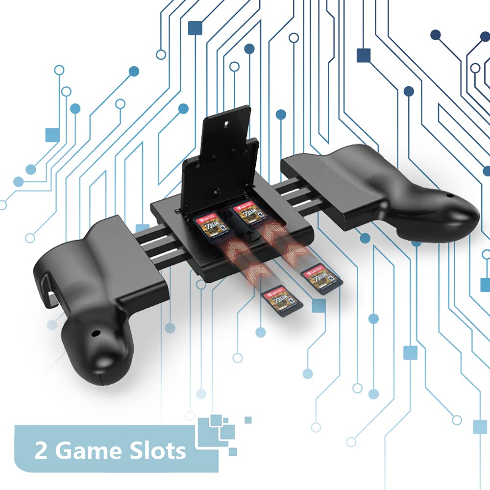 New Scale Switch Grip Compatible with Nintendo Switch,Handheld Grips Case Fits Nintendo Switch Joy Con with 2 Game Card Storage Slots and Heat Dissipation Function 4 FREE Thumbsticks