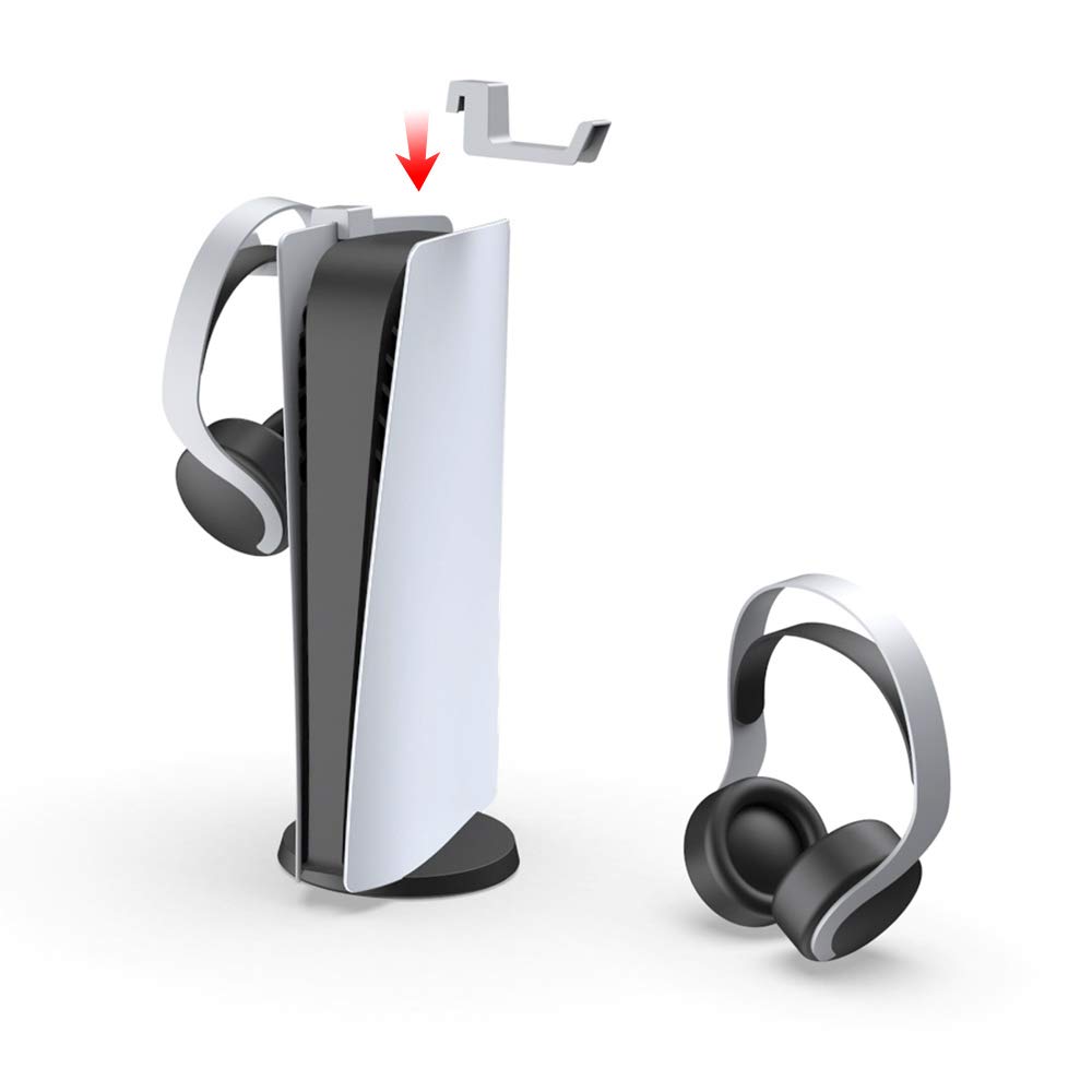 OLYGIVE PS5 Headphone Holder, PS5 Headset Hanger, Compatible with Universal Gaming Headsets - White (1 Pack)