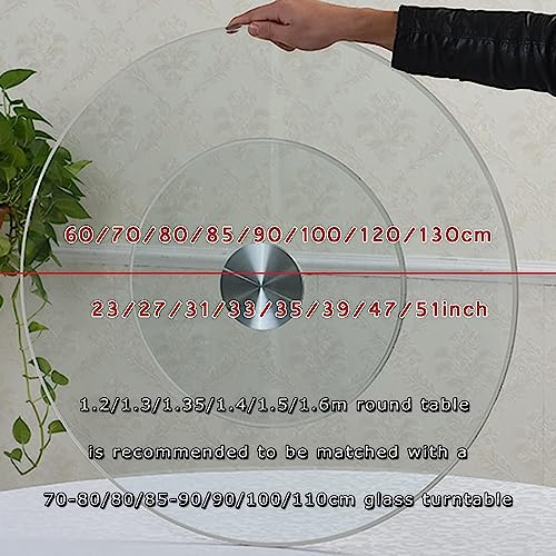 Yesbon Large Glass Lazy Susan Turntable Dining Table, Round Tempered Glass Turntable Swivel Tray Anti-tilt Spinning Dining Table Centerpiece, for Kitchen Dining, Parties,90cm