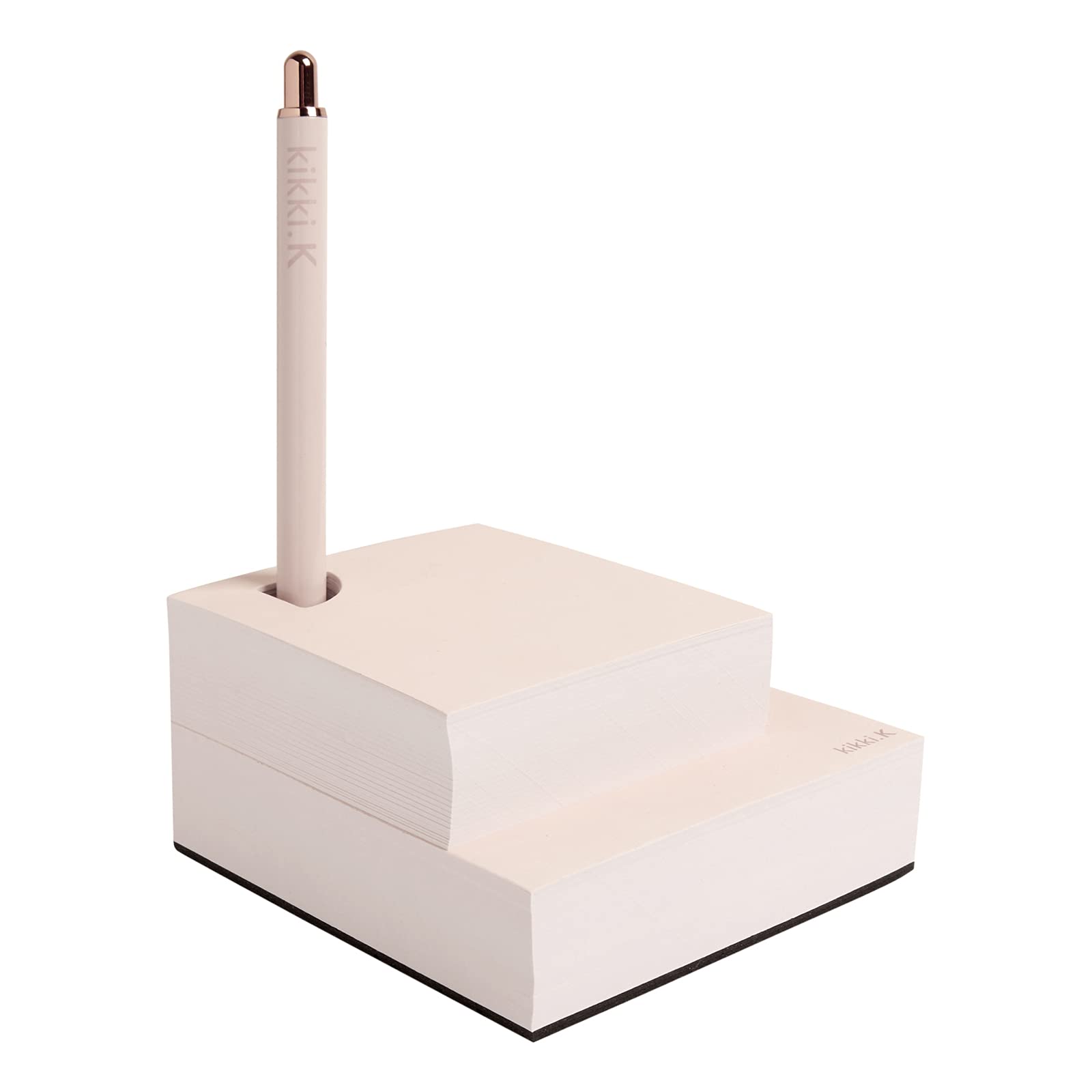 Notepad Cube in Blush. Never Miss an Important Memo. Two Sizes, Tear Off Design with Pen Holder cut into each sheet. 200 Sheets Per Pad. Measures 3.54" x 3.94" x 1.97" by kikki.K.