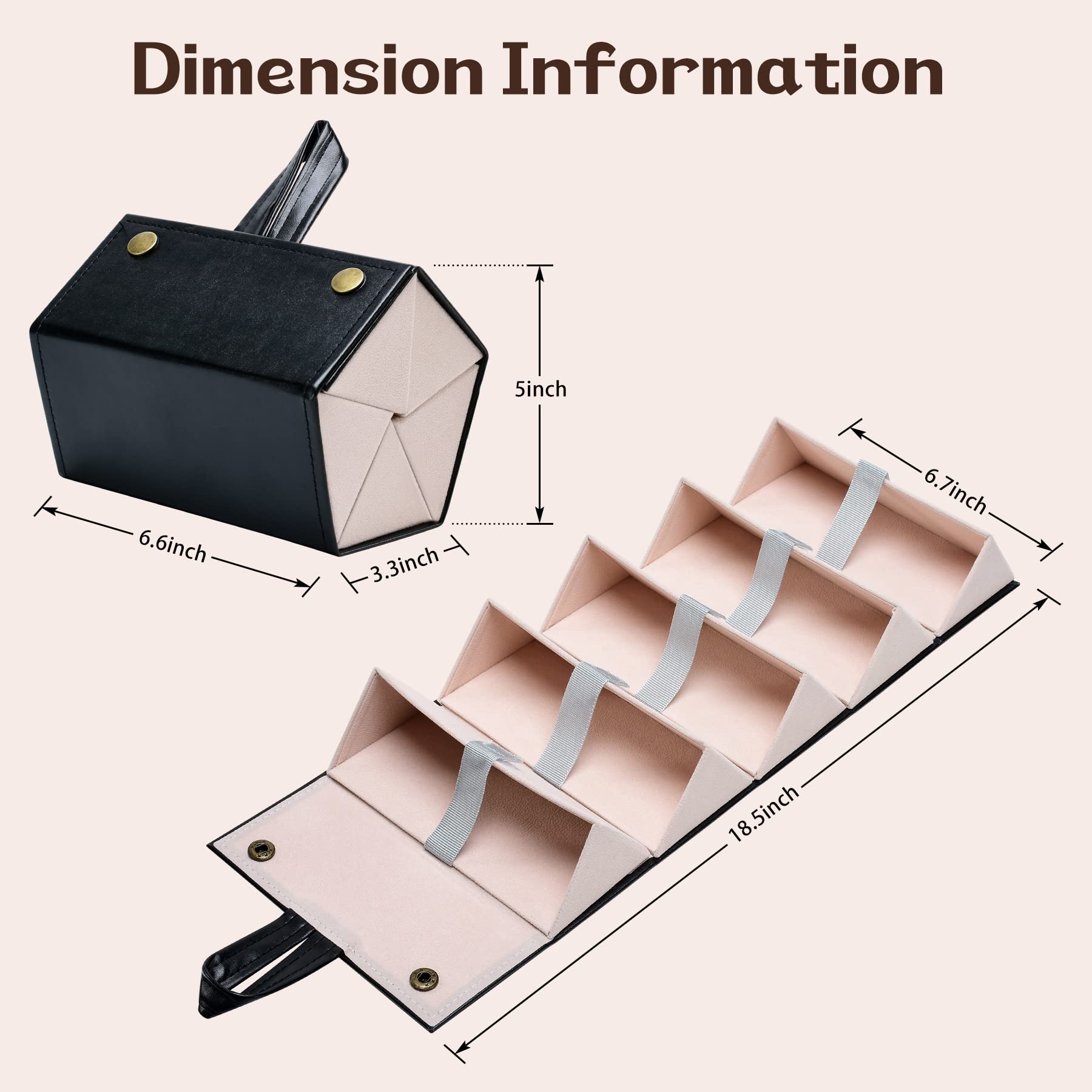 Sunglass Organizer Case with 5 Slots, Foldable Glasses Case Multiple Pairs Eyeglass Holder Storage Travel Case for Men Women, Light Brown