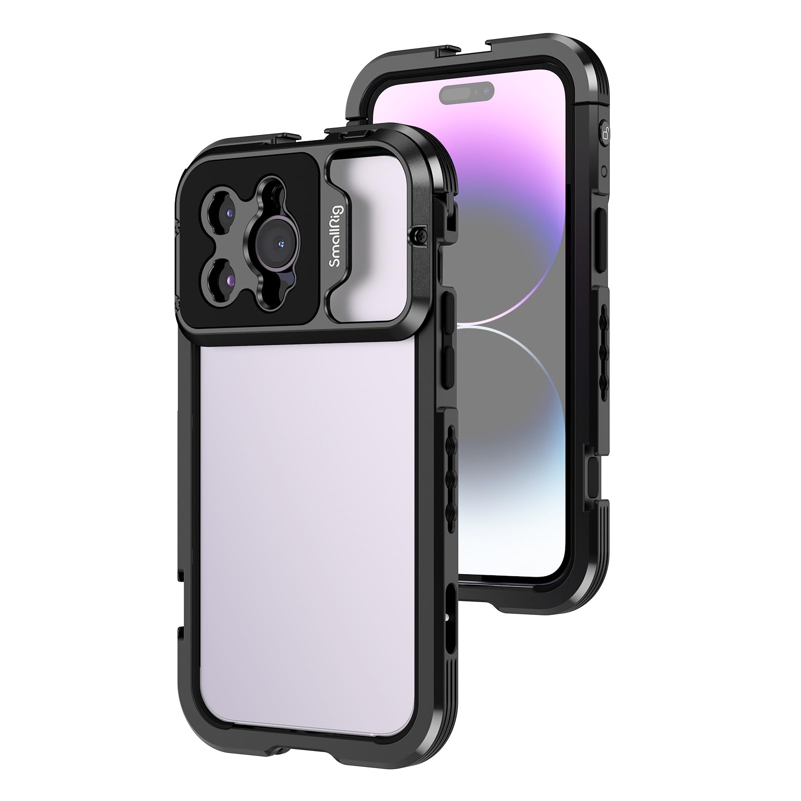 SmallRig Video Rig Cage for iPhone 14 Pro Max with Dual Cold Shoes, Aluminum Mobile Phone Cage, Smartphone Video Rig Cage for Filmmaking/Videography/Live Streaming/Vlog- 4077