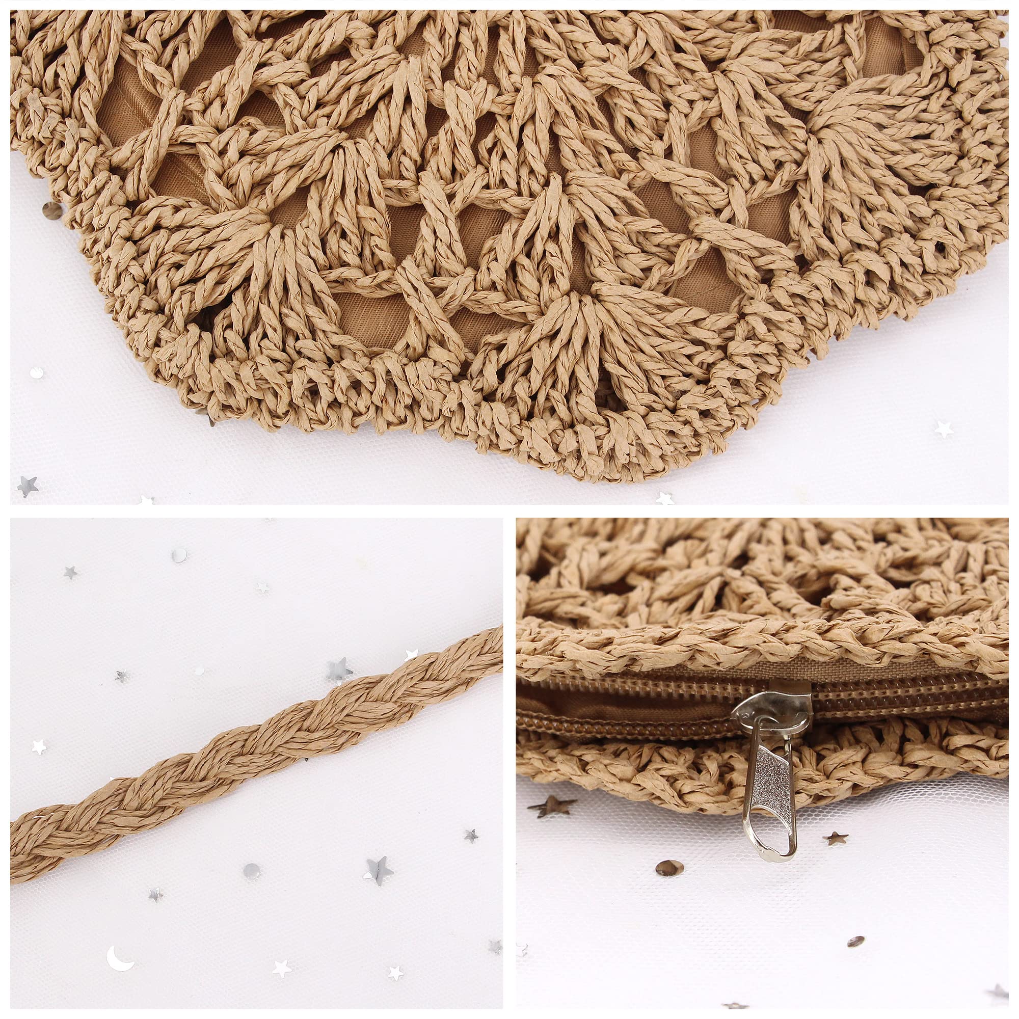 Naimo Women Straw Crossbody Purse Crochet Woven Shoulder Bag Handmade Weaving Rattan Summer Beach Bag