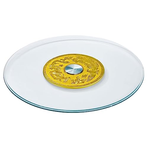Yesbon Tempered Glass Lazy Susan Round Dining Table Turntable Heavy Duty Rotating Tray Large Tabletop Serving Plate High Load Capacity Transform Your Dining Experience,85cm